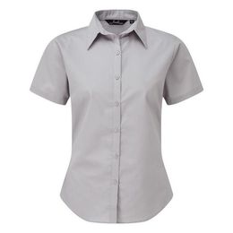 Premier Damen Kurzarm Popeline Bluse / Arbeitshemd (Silber)