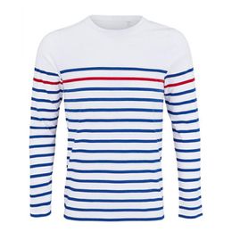 SOLS - "Matelot" T-Shirt f&uuml;r Herren Lang&auml;rmlig (Wei&szlig;/K&ouml;nigsblau/Rot)