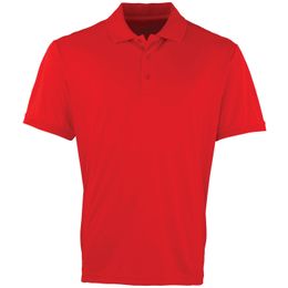 Premier Mens Coolchecker Pique Kurzarm-Polo T-Shirt (Rot)