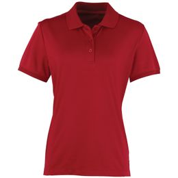 Premier Damen Coolchecker Piqu&eacute; Polo-Shirt / Polohemd, Kurzarm (Burgunder)