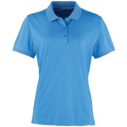 Premier Damen Coolchecker Piqu&eacute; Polo-Shirt / Polohemd, Kurzarm (Saphir)