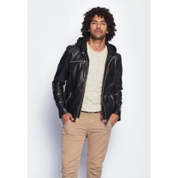 Lederjacke Maze "42020522", Herren, Gr. L, schwarz, Obermaterial: 100% Lammleder. Innenfutter: 100% Baumwolle. &Auml;rmelfutter: 100% Polyester. Kapuze: 55% Baumwolle, 45% Polyester, ohne B&uuml;ndchen, Jacken