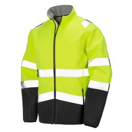 SAFE-GUARD by Result - Softshelljacke Zum Bedrucken f&uuml;r Herren - Sicherheit (Fluoreszierendes Gelb/Schwarz)