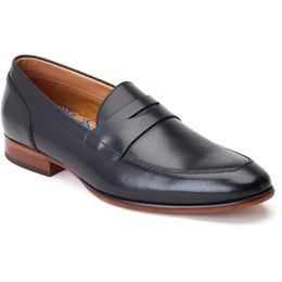 Base London Bruno Leder Herren schwarze Mokassins