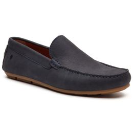 Base London Moss Fahrer Leder Herren Marineblau Slipper