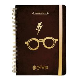 Harry Potter - "2021-2022" Blitz & Brille-Notizbuch, A5 (Weinrot)