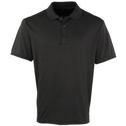 Premier Mens Coolchecker Pique Short Sleeve Polo T-Shirt (Schwarz)