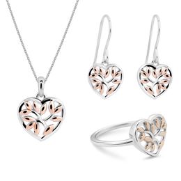 Orphelia 'Afia' Damen-Set aus 925er Sterlingsilber: Halskette + Ohrringe + Ring &ndash; Silber/Ros&eacute; SET-7474