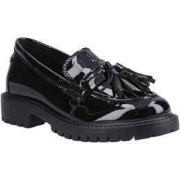 Hush Puppies Abigail Patent Senior M&auml;dchenschwarze Slipper Aus Leder