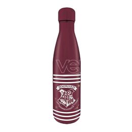 Harry Potter - Wasserflasche, Wappen Streifen, Metall, 550ml (Weinrot)
