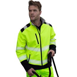 SAFE-GUARD by Result - Softshelljacke f&uuml;r Herren/Damen Unisex - Sicherheit (Fluoreszierendes Gelb/Schwarz)