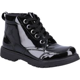 Hush Puppies Jolie Patent JNR Leder M&auml;dchen Stiefel Schwarz