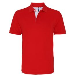 Asquith & Fox Herren Classic Fit Kontrast-Poloshirt (Rot/Wei&szlig;)