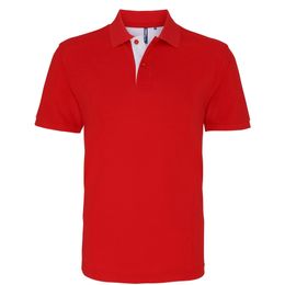 Asquith & Fox Herren Classic Fit Kontrast-Poloshirt (Rot/Wei&szlig;)