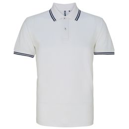 Asquith & Fox Herren Poloshirt mit klassischer Passform (Wei&szlig;/Navy)
