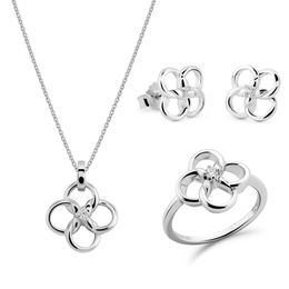 Orphelia 'Aida' Damen-Set aus 925er Sterlingsilber: Halskette + Ohrringe + Ring &ndash; Silber SET-7472