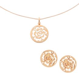 Orphelia 'Fiore' Damen 925 Sterling Silber Set: Kettenanh&auml;nger + Ohrringe - Ros&eacute; SET-7079/1