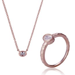 Orphelia 'Robin' Damen-Set aus 925er Sterlingsilber: Halskette + Ring &ndash; Ros&eacute; SET-7434