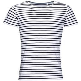 SOLS Mens Miles Striped Short Sleeve T-Shirt (Wei&szlig;/Navy)