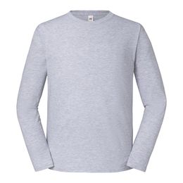 Fruit of the Loom - "Iconic 195 Premium" T-Shirt f&uuml;r Herren, Lang&auml;rmlig (Grau meliert)