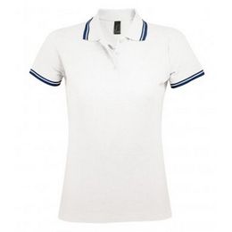 SOLS Damen/Damen Pasadena Tipped Kurzarm-Piqu&eacute;-Poloshirt (Wei&szlig;/Navy)