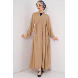 V-Ausschnitt Knopfverschluss L&auml;ssiges Maxi-Kleid