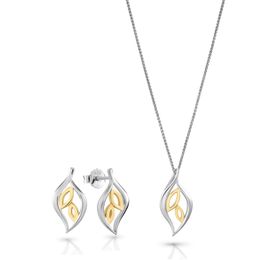 Orphelia 'Charlotte' Damen 925 Sterling Silber Set: Kettenanh&auml;nger + Ohrringe - Silber/Gold SET-7523
