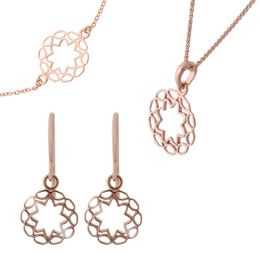 Orphelia 'Jasmine' Damen-Set aus 925er Sterlingsilber: Armband + Ohrringe + Halskette - Ros&eacute; SET-7076/1