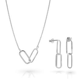 Orphelia 'Rose' Damen-Set aus 925er Sterlingsilber: Halskette + Ohrringe &ndash; Silber SET-7561