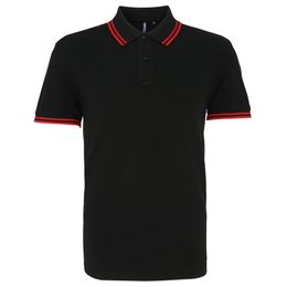 Asquith & Fox Herren Classic Fit Tipped Polo Shirt (Schwarz/Rot)