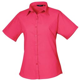 Premier Popeline-Kurzarmbluse f&uuml;r Damen/Damen (Leuchtend Pink)