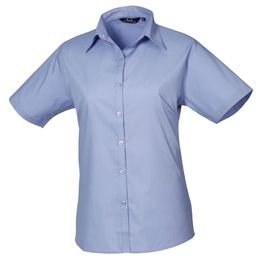 Premier Popeline-Kurzarmbluse f&uuml;r Damen/Damen (Mittelblau)