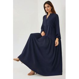 Strukturierter V-Ausschnitt Maxikleid mit Knopfdetails