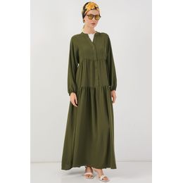 V-Ausschnitt Knopfverschluss L&auml;ssiges Maxi-Kleid