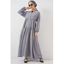 V-Ausschnitt Knopfverschluss L&auml;ssiges Maxi-Kleid