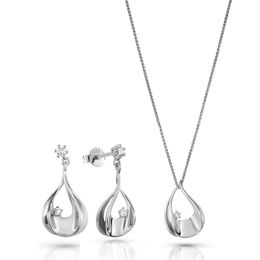 Orphelia 'Etoile' Damen 925 Sterling Silber Set: Kettenanh&auml;nger + Ohrringe - Silber SET-7524