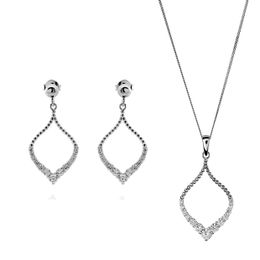 Orphelia 'Grace' Damen 925 Sterling Silber Set: Ketten-Anh&auml;nger + Ohrringe - Silber SET-7493