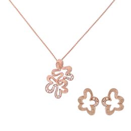 Orphelia 'Malenia' Damen 925 Sterling Silber Set: Kettenanh&auml;nger + Ohrringe - Ros&eacute; SET-7077/1