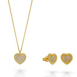 Orphelia 'Elite' Damen-Set aus 925er Sterlingsilber: Halskette + Ohrringe &ndash; Gold SET-7566/G