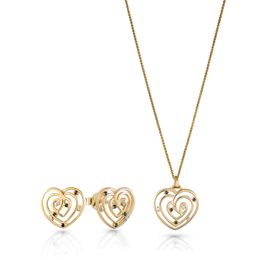 Orphelia 'Euphoria' Damen 925 Sterling Silber Set: Halskette-Anh&auml;nger + Ohrringe - Gold SET-7522/G