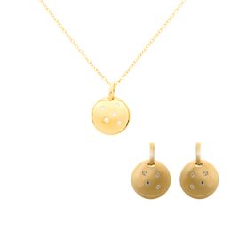 Orphelia 'Linn' Damen 925 Sterling Silber Set: Kettenanh&auml;nger + Ohrringe - Gold SET-7130/G