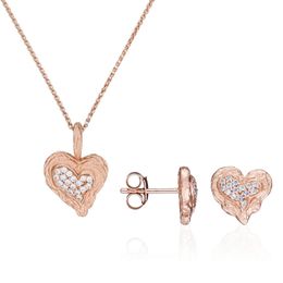 Orphelia 'Hazel' Damen 925 Sterling Silber Set: Kettenanh&auml;nger + Ohrringe - Ros&eacute; SET-7082/1