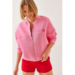 Gestickter Kapuzenpullover mit Rei&szlig;verschluss