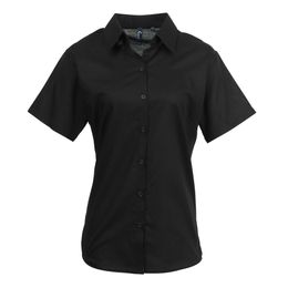 Premier Damen Oxford-Bluse / Bluse / Arbeitshemd, kurz&auml;rmlig (Schwarz)