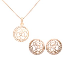 Orphelia 'Blair' Damen 925 Sterling Silber Set: Kettenanh&auml;nger + Ohrringe - Ros&eacute; SET-7089/1