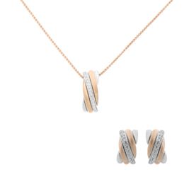 Orphelia 'Joline' Damen 925 Sterling Silber Set: Kettenanh&auml;nger + Ohrringe - Silber/Ros&eacute; SET-7118
