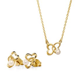 Orphelia 'Lili' Damen 925 Sterling Silber Set: Kettenanh&auml;nger + Ohrringe - Gold SET-7513/G