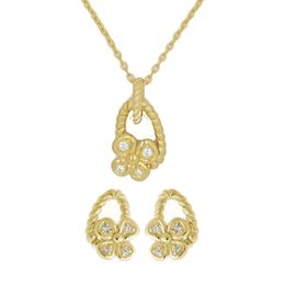 Orphelia Damen 925 Sterling Silber Set: Kettenanh&auml;nger + Ohrringe - Gold SET-6020/2