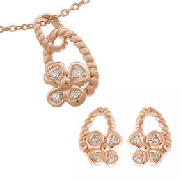 Orphelia Damen 925 Sterling Silber Set: Kettenanh&auml;nger + Ohrringe - Ros&eacute; SET-6020/1