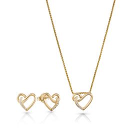 Orphelia 'Ida' Damen 925 Sterling Silber Set: Kettenanh&auml;nger + Ohrringe - Gold SET-7521/G
